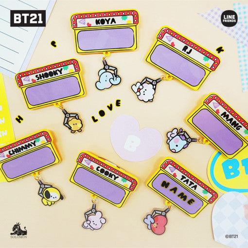 BT21 MININI ACRYLIC NAME PIN BADGE (WITH STICKER) – Shopping Around the ...